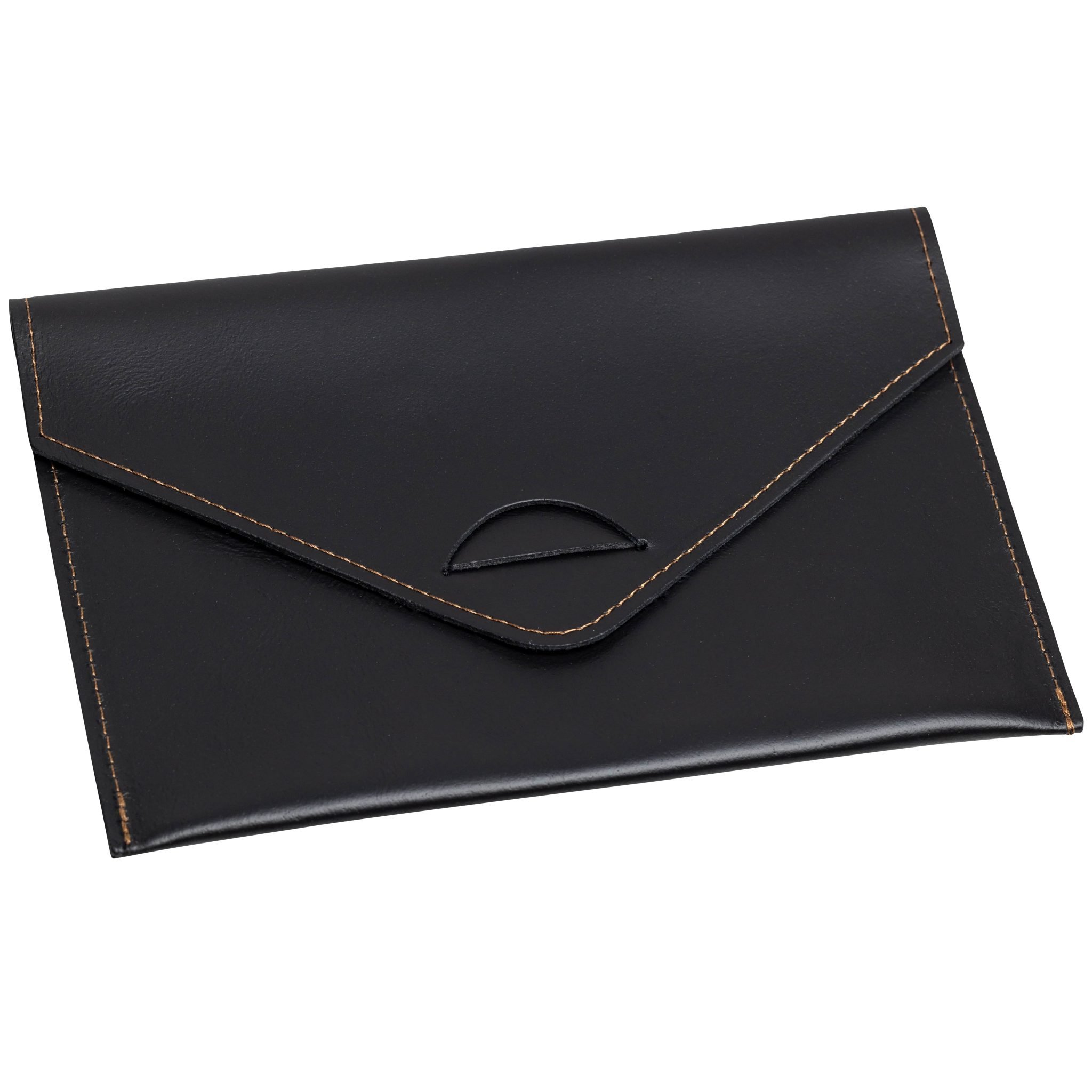 Leather photo envelope (engraved) | Black - The Hantler